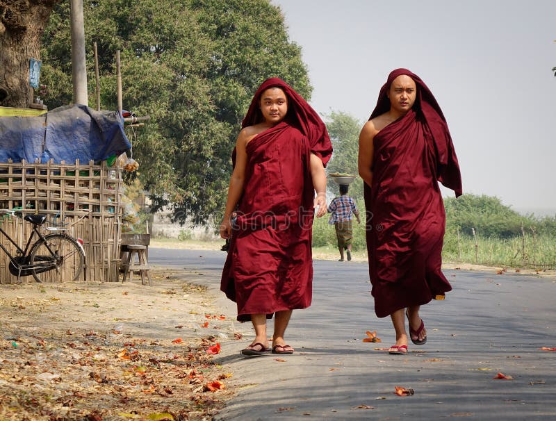 Buddhist Monks Walking on Street in Mandalay, Myanmar Editorial Image ...