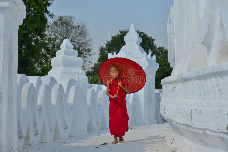 A Buddhist Novice Monk at White Temple Stock Photo - Image of asian ...