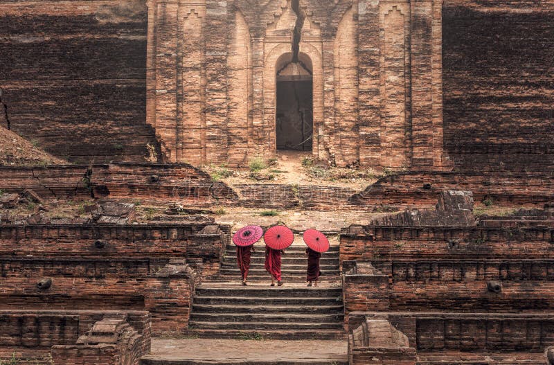 Buddhist Novice are Walking in Temple Stock Photo - Image of bagan ...