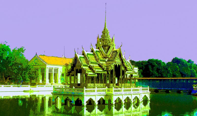 Buddhist Pagoda Part of Temple Complex Under and Pond Editorial Stock ...