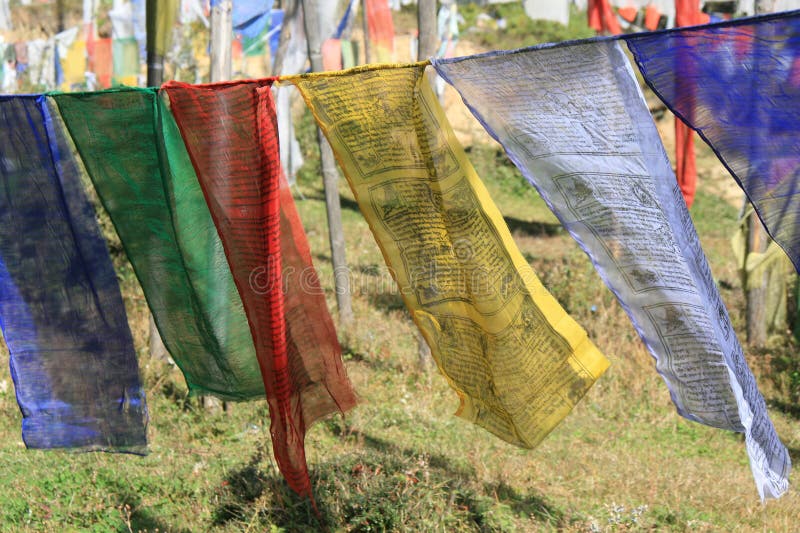 Buddhist Prayer Flags (bhutan) Stock Photo - Image of prayer, fabric ...