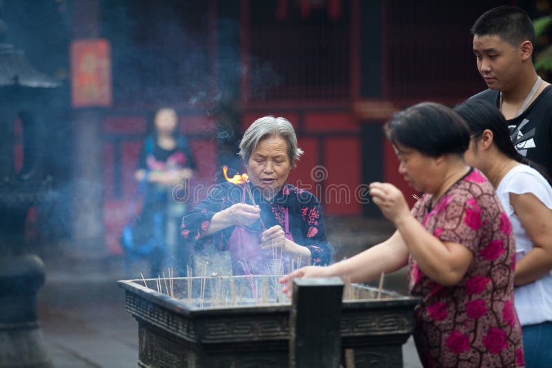 Buddhist Prayers Burning Incense Editorial Stock Image - Image of girl ...