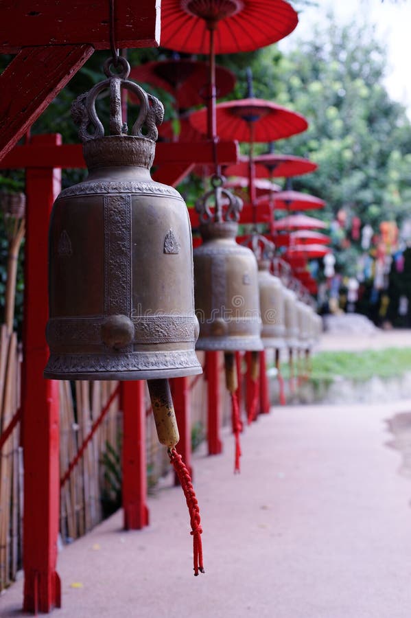 Buddhist Ringing Bells in Thailand Temple Stock Image - Image of ...