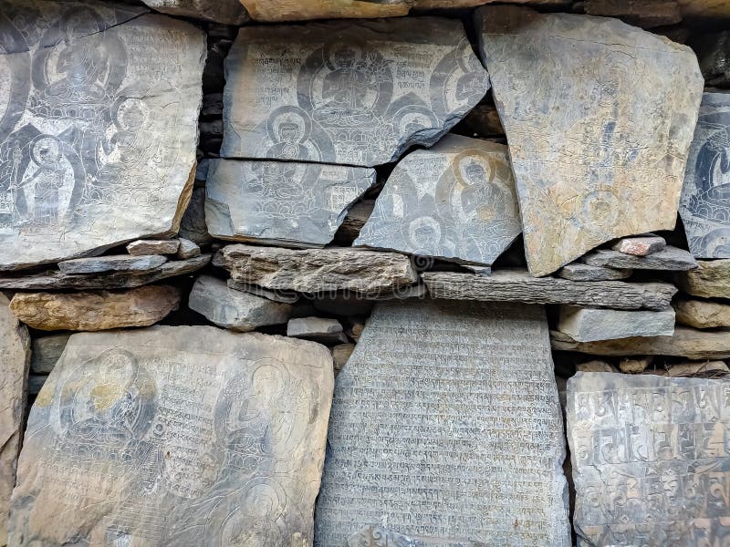 Buddhist Scripts Written on the Stones. Stock Image - Image of city ...