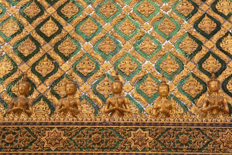 Buddhist Statues on Thai Pattern Style Stock Photo - Image of curve ...