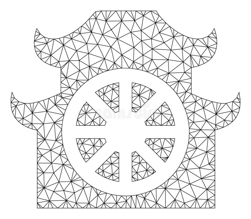 Buddhist Temple Polygonal Frame Vector Mesh Illustration Stock Vector ...