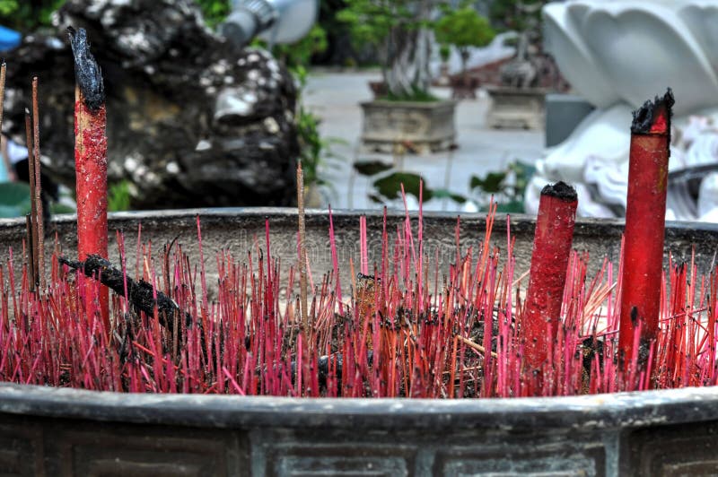 Buddhist Temple Red Incense Sticks Burner Stock Photo - Image of ...