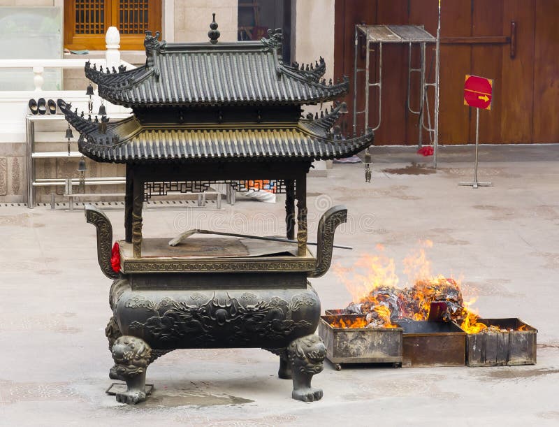 Buddhist Temple Sacred Ash Urn Stock Image - Image of combustion ...