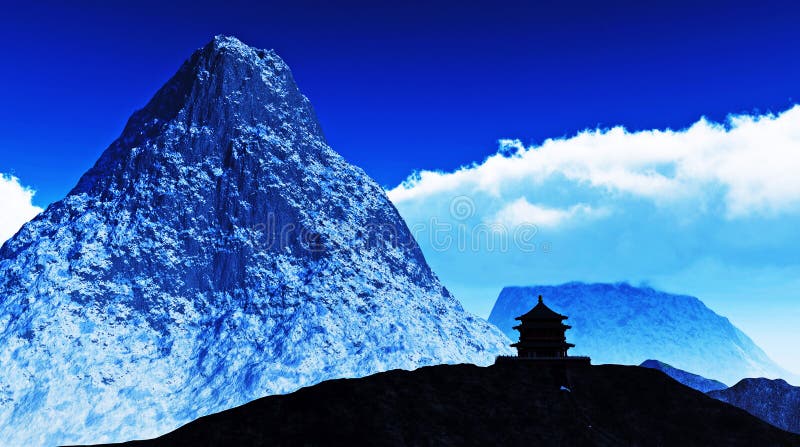 Buddhist temple in Tibet stock illustration. Illustration of buddhist ...
