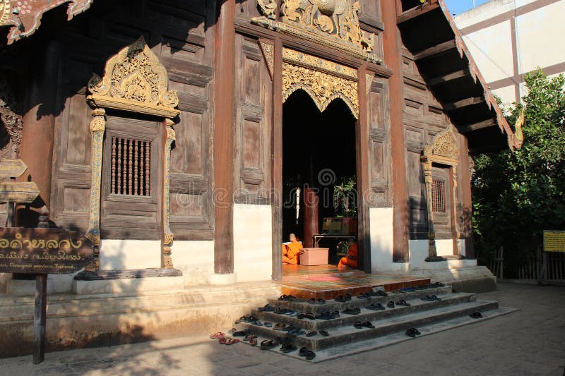 Buddhist Temple (wat Phan Tao) in Chiang Mai - Thailand Stock Photo ...