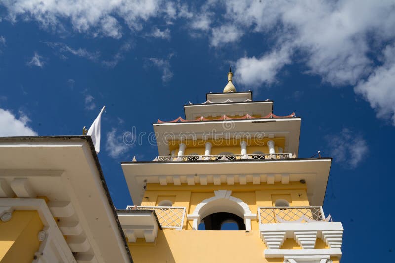 Buddhist Temple White and Yellow on a Sky Background Stock Image ...
