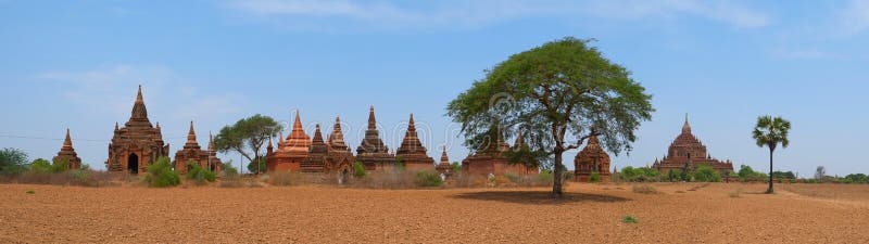 Buddhist Temples in Bagan, Panorama Stock Image - Image of monastery ...