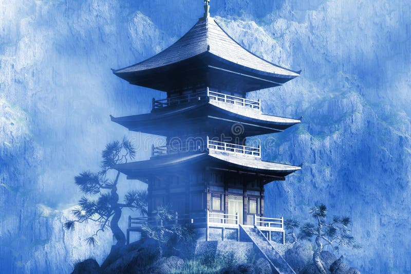 Buddhist Zen Temple stock illustration. Illustration of buddhism - 16082243