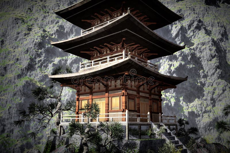 Buddhist Zen temple stock illustration. Illustration of buddhist - 16093406