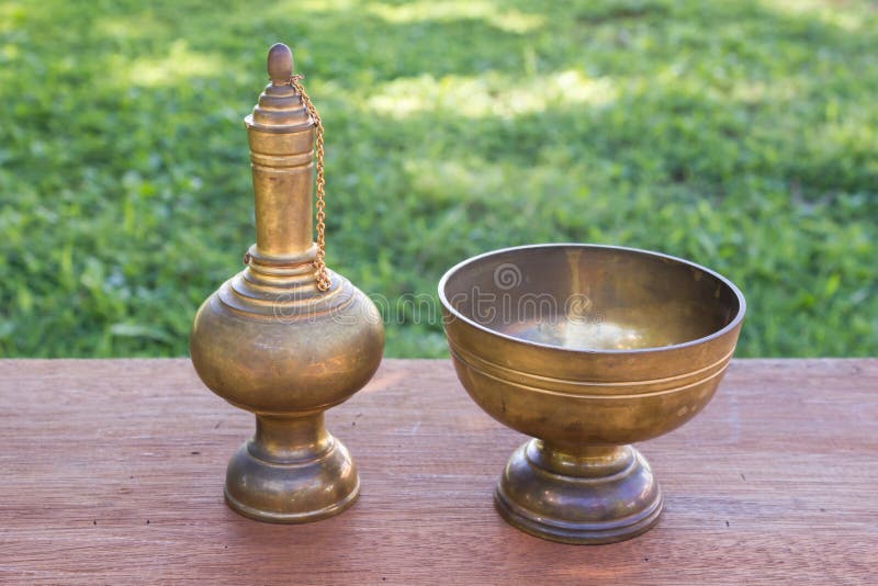 Buddhists Grail Pouring Water. Stock Photo - Image of receptacle ...
