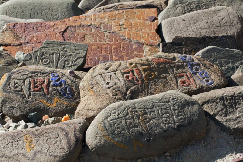 Buddhsit Mani stones editorial photography. Image of himalaya - 23565082