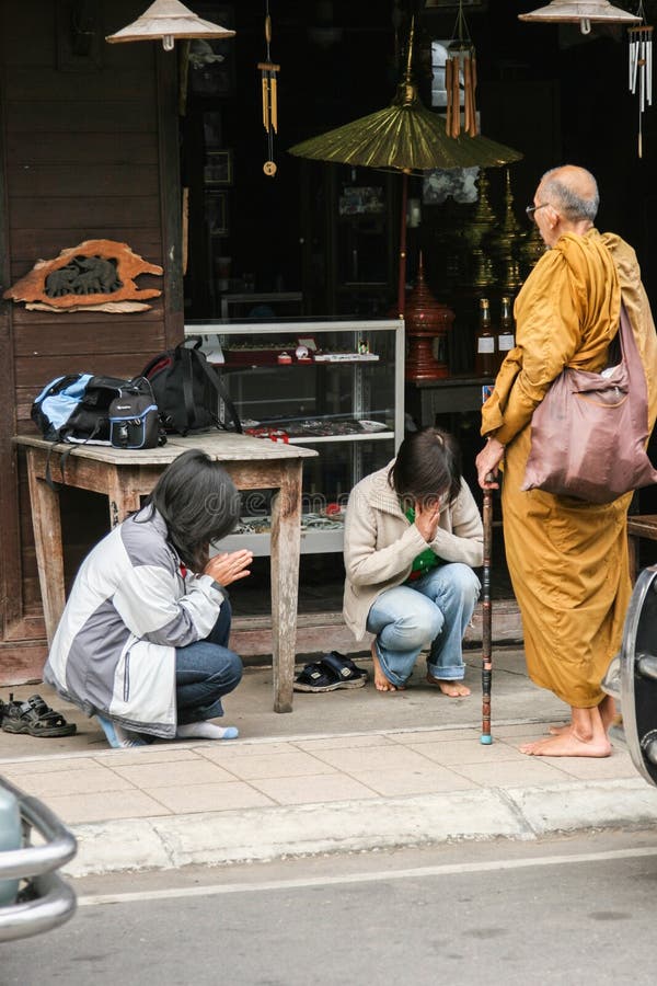 Buddihism To Respect a Monk Thailand Editorial Stock Image - Image of ...