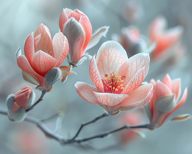 Budding Flowers on the First Day of Spring Petals Blur into Leaves ...