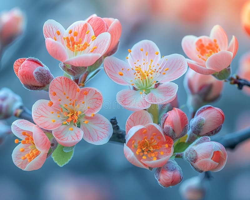 Budding Flowers on the First Day of Spring Petals Blur into Leaves ...