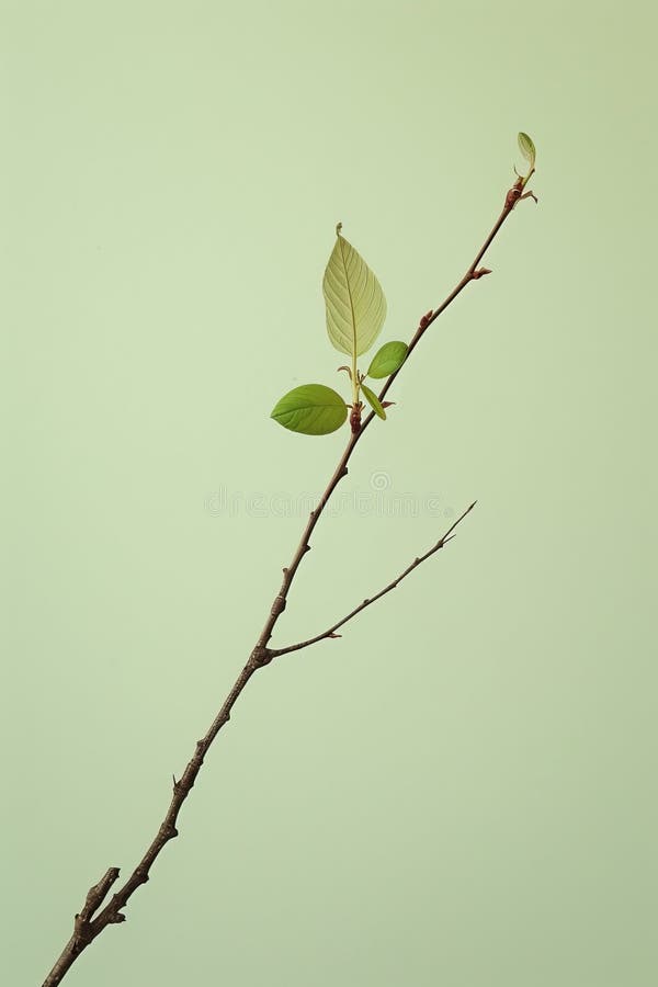 Budding Spring Branch with Green Leaves Stock Illustration ...