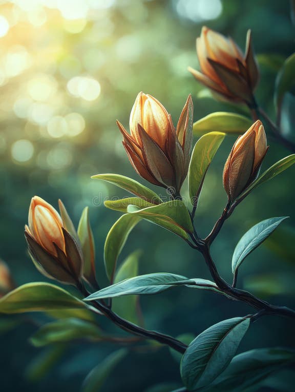 Budding Tree Branches Reaching for the Sky Stock Illustration ...