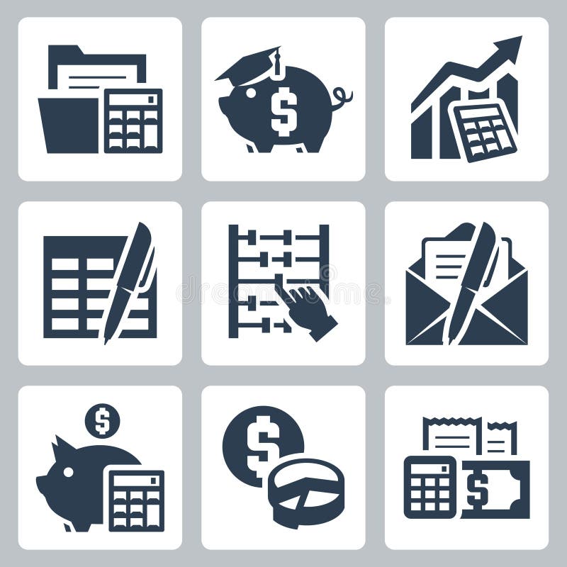 Accounting Icons Set 5 stock vector. Illustration of business - 10723523