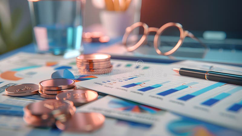 Budget Analysis Spreadsheet Financial Charts Stock Illustration ...