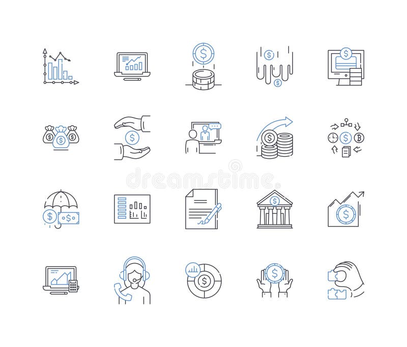 Budget Assistance Line Icons Collection Frugality Savings