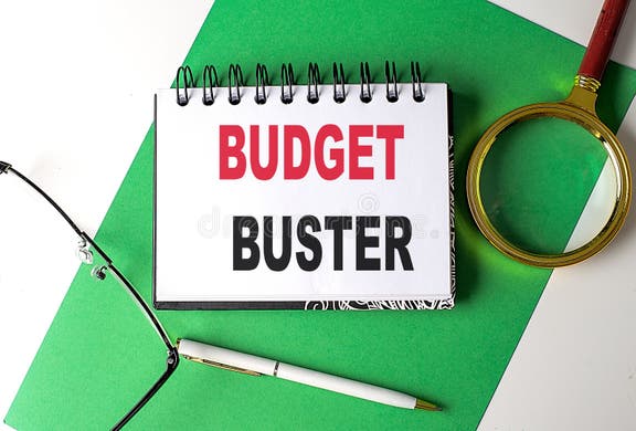 BUDGET BUSTER Text on Notebook on Green Paper Stock Photo - Image of ...