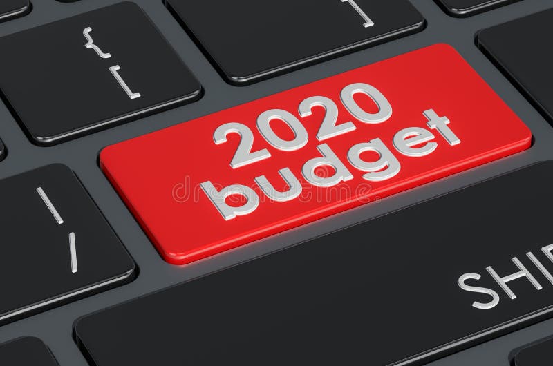 2020 Budget Button on the Keyboard, 3D Rendering Stock Illustration ...