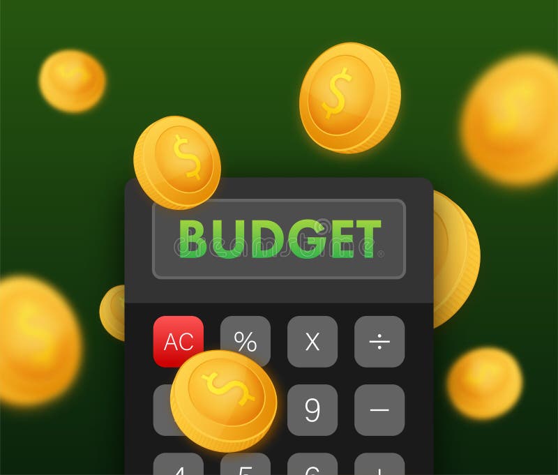 Budget Coins Calculator. Flat Isometric Vector Illustration. Realistic ...