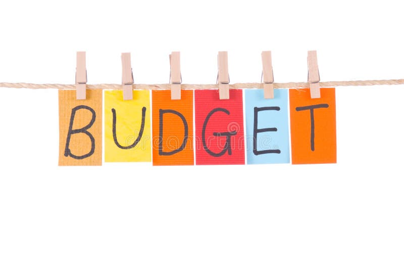 Budget, Colorful Words Hang on Rope Stock Image - Image of line, hold ...
