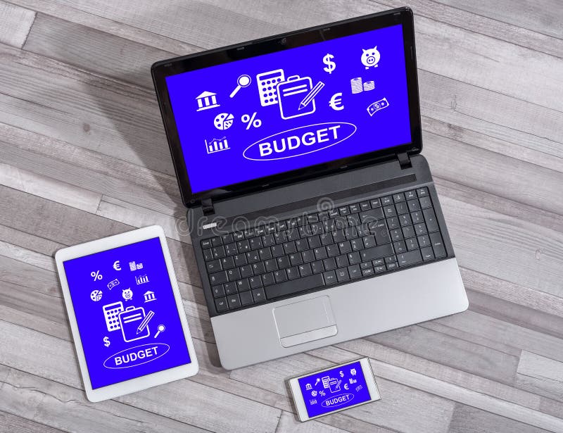 Budget Concept on Different Devices Stock Image - Image of currency ...