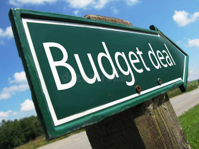 Budget deal road sign stock image. Image of guide, green - 37405817