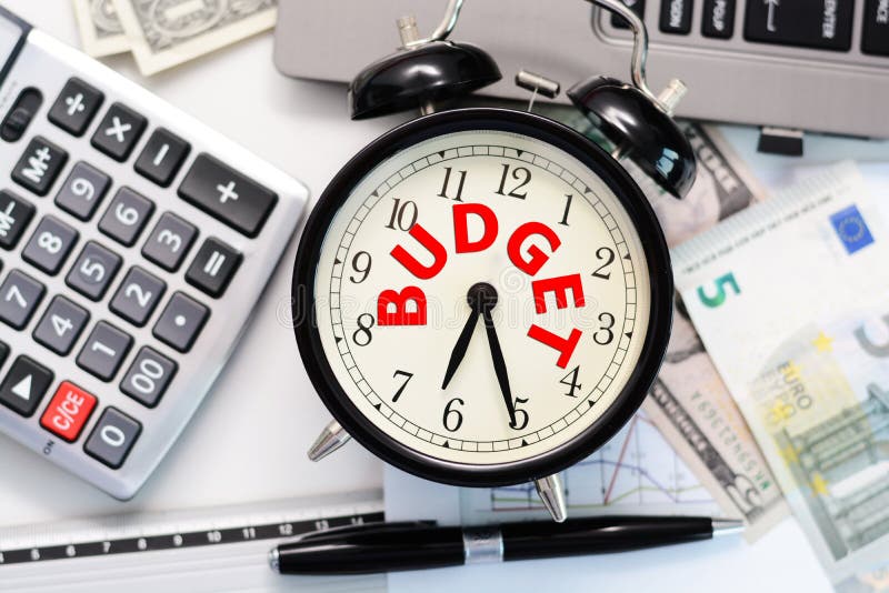 Budget Exercise or Forecast with Vintage Clock Concept Stock Image ...