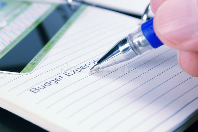 Budget Expenses. Pen in Hand Stock Photo - Image of fingers, month ...