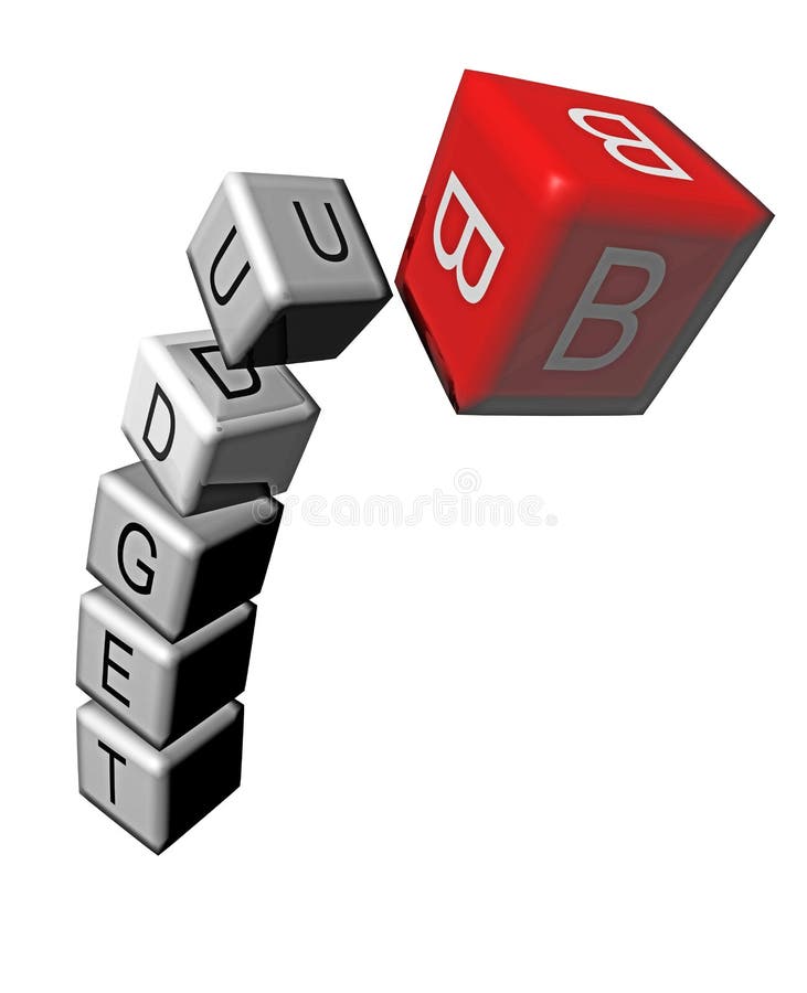 Budget Falling Cubes Dice - 3d Rendering Stock Illustration ...