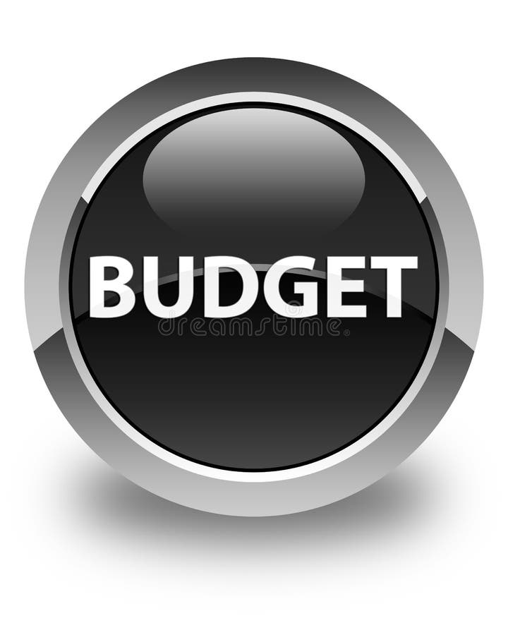 Budget Glossy Black Round Button Stock Illustration - Illustration of ...