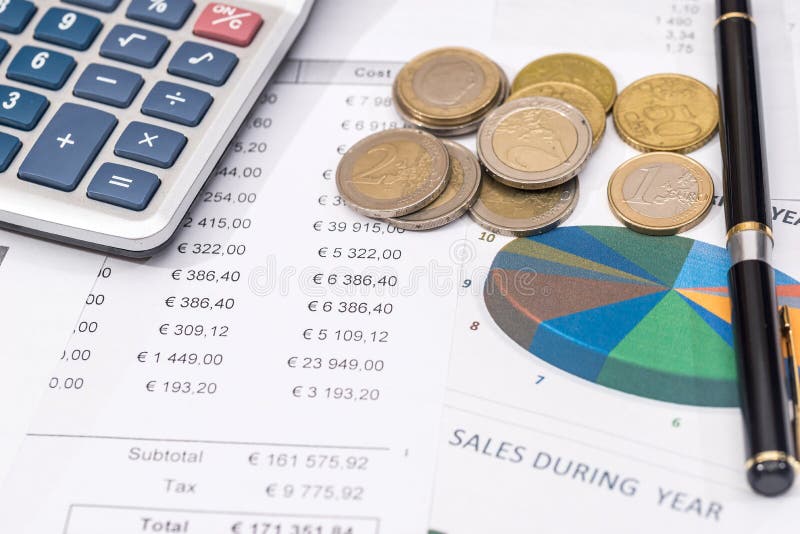 Budget and Graph with Euro Coin Stock Image - Image of business ...