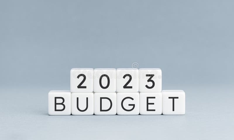 2023 Budget Message on Block Shape Isolated on Blue Background Stock ...