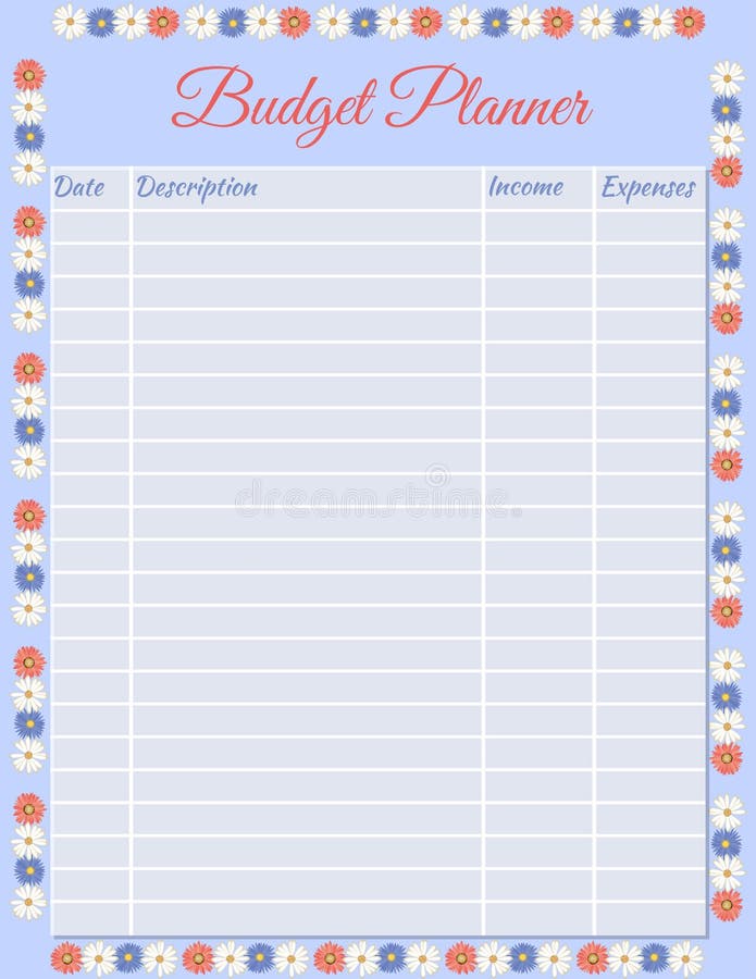 Budget Planner Page Design Template. Flower Print Notebook Page Design ...