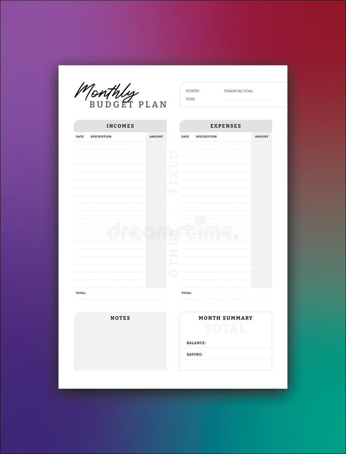 Beautiful Budget Planner Vector Template Stock Vector - Illustration of ...