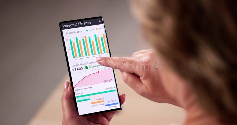 Budget Planning Fintech App. Money Tracker Stock Image - Image of phone ...