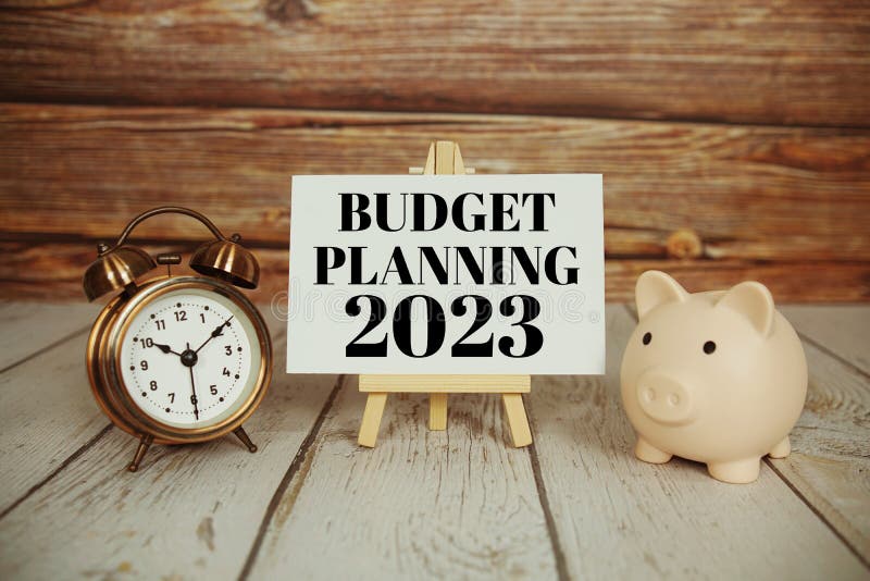 Budget Planning 2023 Text Message with Alarm Clock and Piggy Saving on ...
