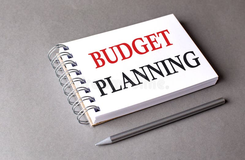 BUDGET PLANNING Word on Notebook on Grey Background Stock Image - Image ...
