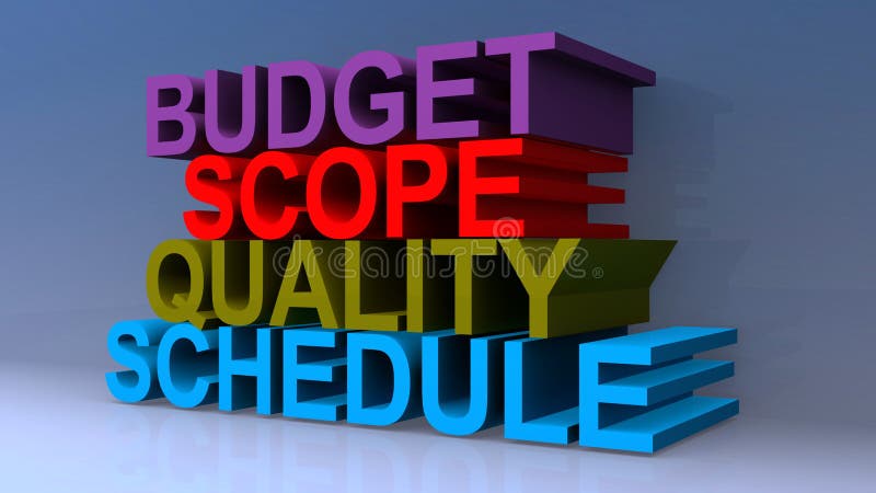 Budget Scope Quality Schedule on Blue Stock Illustration - Illustration ...