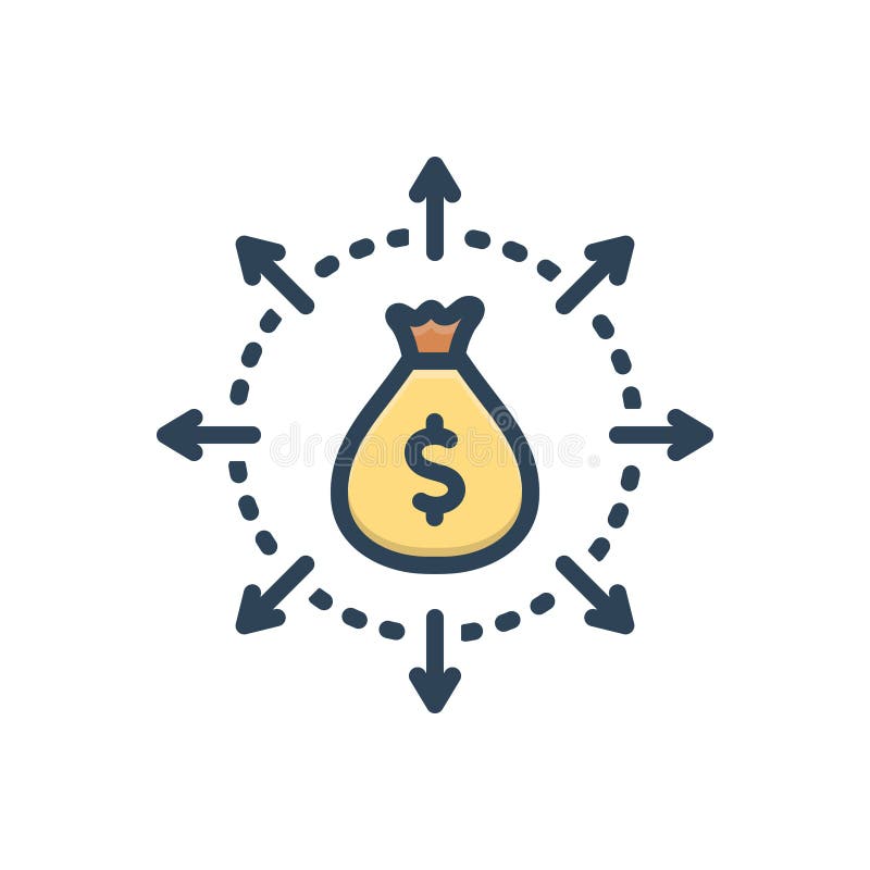 Color Illustration Icon for Budget Spending, Wage and Wealth Stock ...