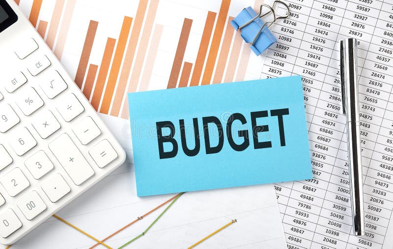 BUDGET SHEET Text on Note Paper on Chart Background Stock Image - Image ...