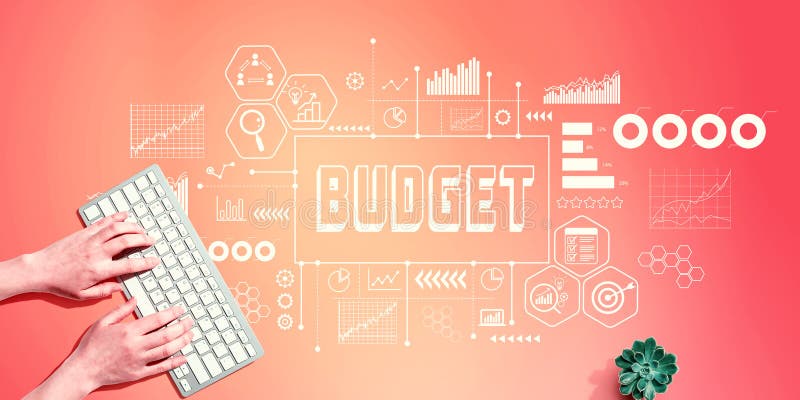 Budget Theme with Person Using Computer Keyboard Stock Illustration ... Budget Theme with Person Using Computer Keyboard Stock Illustration ...