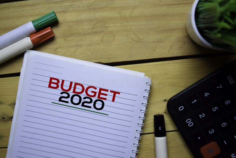 Budget 2020 Write on the Book with Wooden Table Background Stock Photo ...